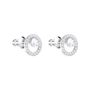 Swarovski Constella Women's Small Circle Pierced Stud Earrings with White Crystals on a Rose-Gold Tone Plated Post and Secure Back Closure