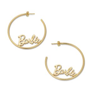 barbie script logo hoop earrings (gold)