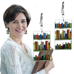 bookcase earrings, book dangle earrings for women book lover, bookshelves earrings acrylic (bookcase)