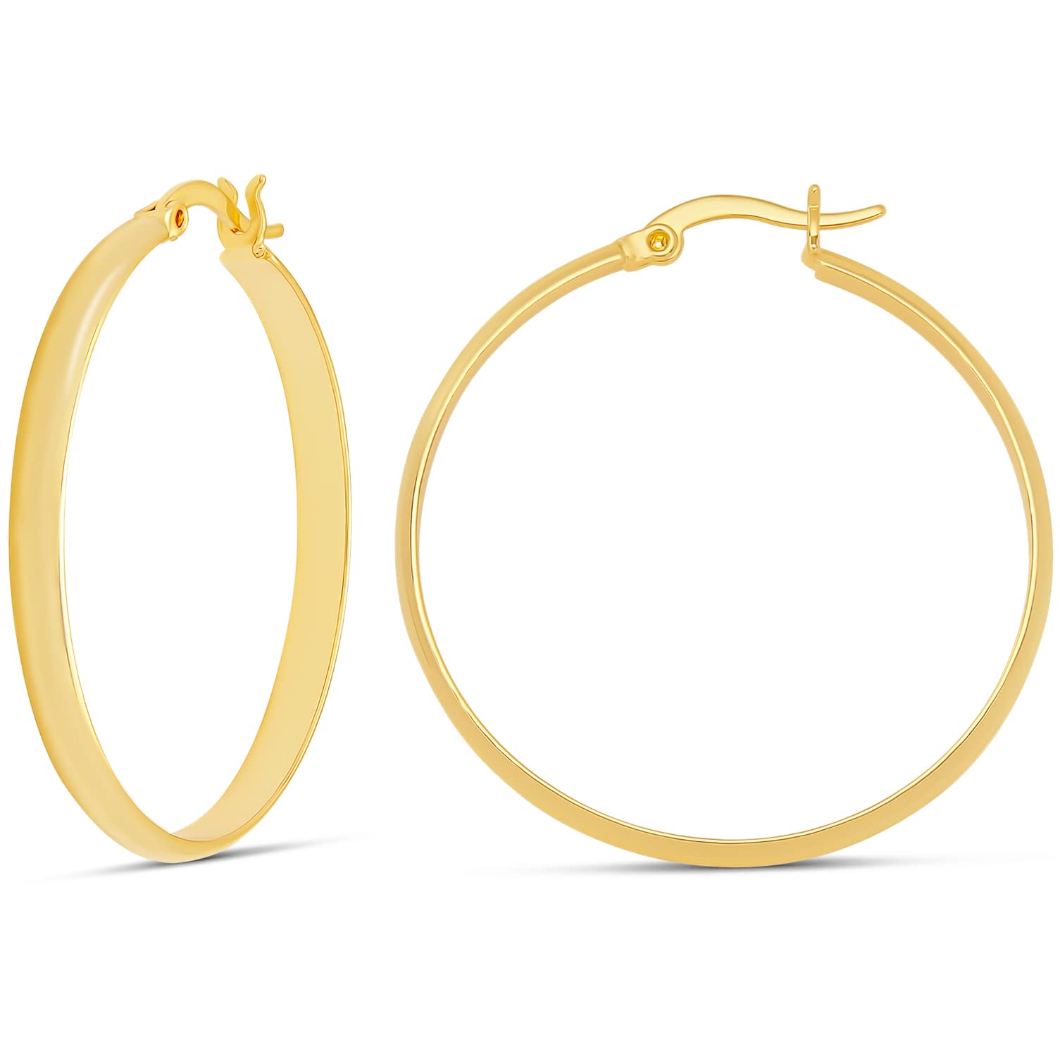 Amazon Essentials 14K Gold Plated Chunky Rounded Hoop 35mm, Yellow Gold