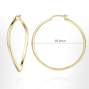 14K Gold Hoop Earrings for Women Large Gold Hoop Earrings 14K Gold Earrings for Women Elegant Twisted Big Gold Jewelry Hoop Earrings 40mm