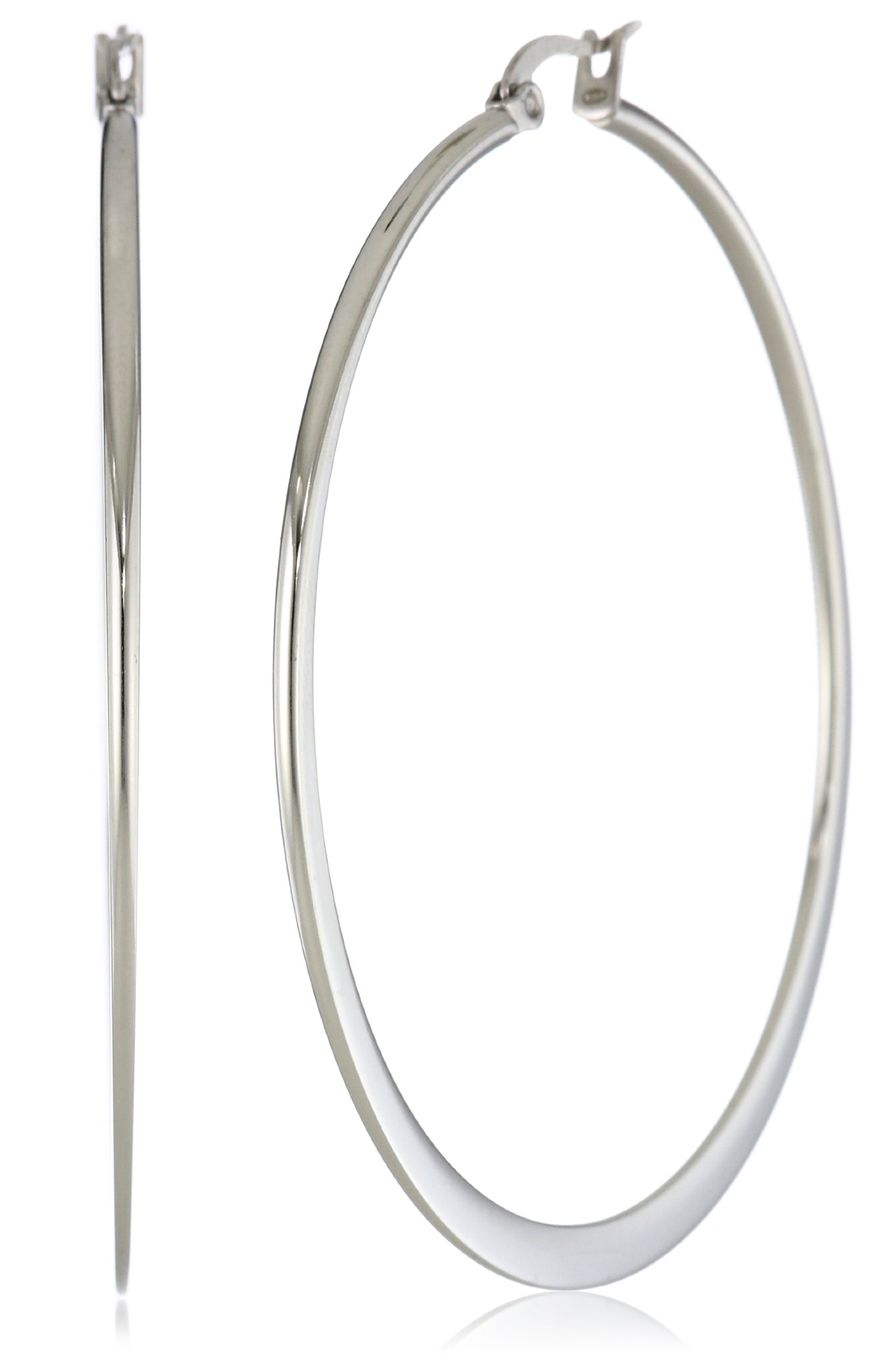 Amazon Essentials Stainless Steel Flattened Hoop Earrings (60mm) (previously Amazon Collection)