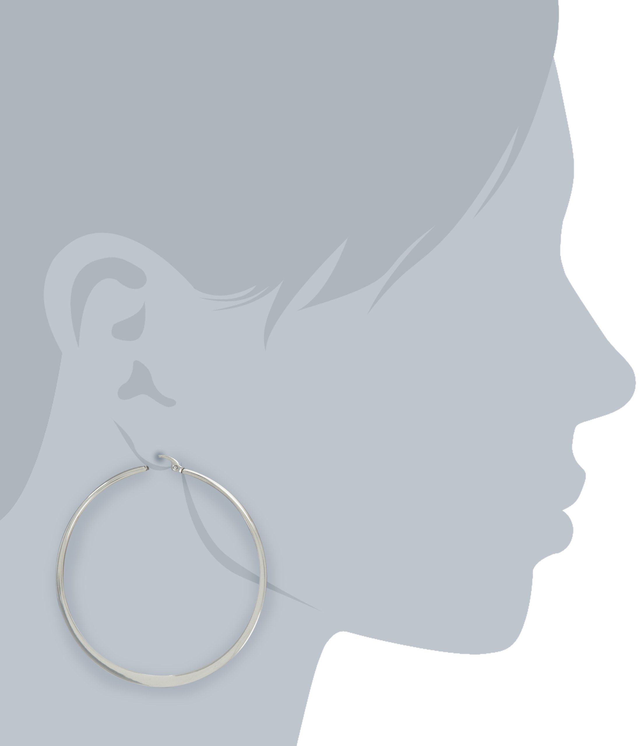 Amazon Essentials Stainless Steel Flattened Hoop Earrings (60mm) (previously Amazon Collection)