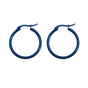 Edforce Stainless Steel Rounded Hoops Earrings (20mm-60mm Diameter) (Blue 20mm)