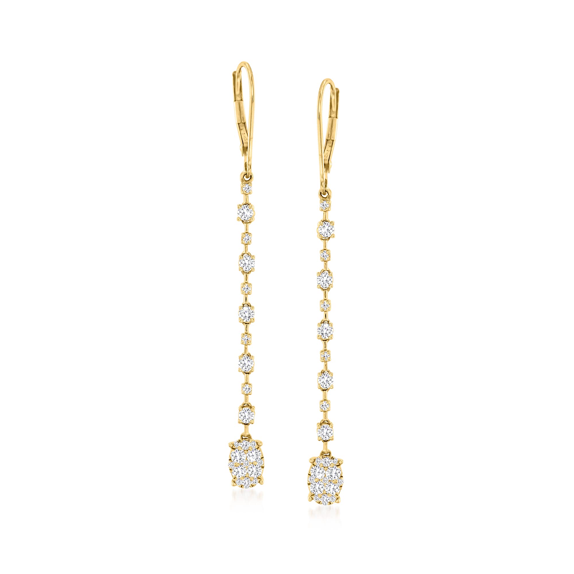 Ross-Simons 1.00 ct. t.w. Diamond Linear Drop Earrings in 14kt Yellow Gold