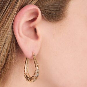 Barzel 18K Gold Plated Filigree Hoop Earrings For Women (Gold)