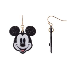 disney earrings, one pair in authentic jewelry gift box, hanging acrylic charm with 1.5” drop, fish hook closure (mickey mouse)