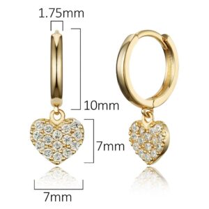 14k Gold Plated Brass White Heart Plain Huggy Baby Girls Hoop Earrings