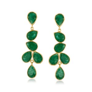 ross-simons 22.68 ct. t.w. emerald drop earrings in 18kt gold over sterling