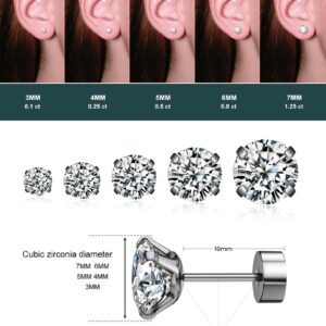 5 Pairs Set Ladies Titanium Earrings, Anti-Allergy Earrings, Noble and Classic, Acid and Alkali Resistant, Antioxidant, No Fading 3-7mm