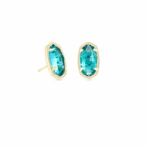 Kendra Scott Ellie Stud Earrings for Women, Fashion Jewelry, 14k Gold-Plated, London Blue