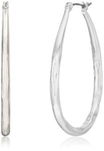 nine west women's silver teardrop hoop earrings