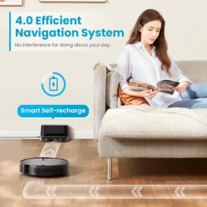 ROPVACNIC Robot Vacuum Cleaner with 3000Pa Cyclone Suction, APP/Voice/Remote Control, Automatic Self-Charging Robotic Vacuum, Scheduled Cleaning, Ideal for Pet Hair, Hard Floor, Low Carpet