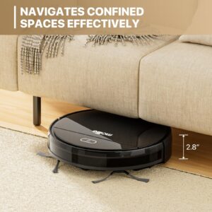 mollie Robot Vacuum Cleaner, Tangle-Free Suction, Auto Self-Charging Robotic Vacuum Cleaner Ideal for Low Carpet Pet Hair Hard Floors, Black