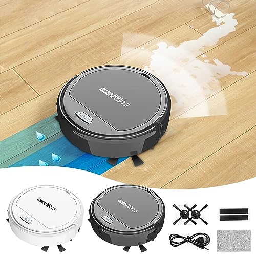 Robot Vacuum and Mop Combo, 3 in 1 Robotic Vacuum Cleaner with Watertank/Dustbin/Brush, Blocked by Hair, Remote/App, Ideal for Hard Floor/Pet (Black)