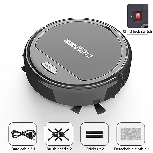 Robot Vacuum and Mop Combo, 3 in 1 Robotic Vacuum Cleaner with Watertank/Dustbin/Brush, Blocked by Hair, Remote/App, Ideal for Hard Floor/Pet (Black)