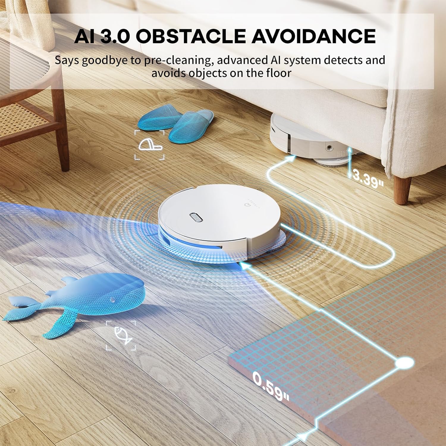 LYNKBEY M20 Pro Robot Vacuum and Mop Combo, Auto Mop Cleaning&Hot Air Drying, Self-Emptying&Refilling, Ultra Thin Robot Vacuum Cleaner, Compact Dock, 5000Pa Suction, AI Obstacle Avoidance, APP Control