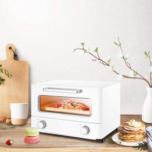 12L Mini Oven, Home Baking Small Oven Timer Double Glass Door Top and Bottom Convection Countertop Toaster Oven