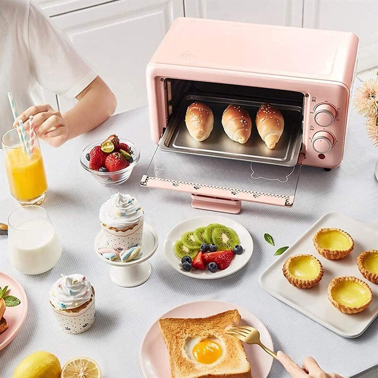 Tabletop Electric Oven 11L Mini Oven Adjustable Temperature 60-230 ℃ and 30 Minutes Timer Multifunctional Household Baking Electric Oven