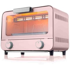 9l mini oven,with 800w adjustable temperature 50-230 ℃ and 30 minutes timer household baking multifunctional cake oven (blue) (pink)