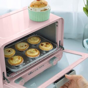 9L Mini Oven,with 800W Adjustable Temperature 50-230 ℃ and 30 Minutes Timer Household Baking Multifunctional Cake Oven (Blue) (Pink)