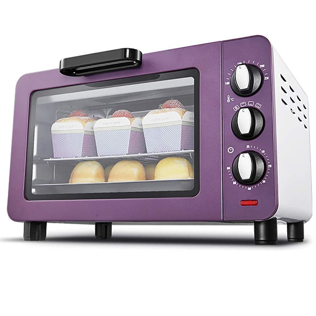 15L Mini Oven,Household Baking Automatic Oven,Adjustable Temperature Control 100-230 ℃ 60 Minutes Timer 1200W with Baking Tray (Red) (Purple)