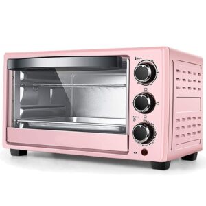 mini oven 23 l,electric oven 1300 w adjustable temperature 70-250 ℃ and 60 minutes timer with 3 heating functions for baking cooking grill (pink)