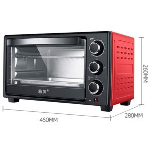 Mini Oven 23 L,Electric Oven 1300 W Adjustable Temperature 70-250 ℃ and 60 Minutes Timer with 3 Heating Functions for Baking Cooking Grill (Red) (Red)