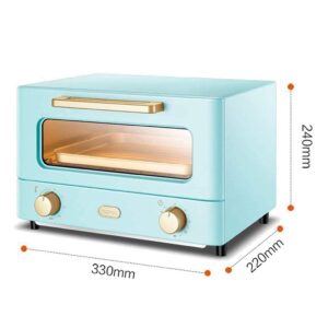 12L Mini Oven,Electric Cooker and Grill Home Baking Small Oven Timer Double Glass Door Top and Bottom Heat 1000W Kitchen Convection Oven (Blue) (Blue)