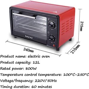 Multi Function Electric Oven,Household 12L Air Fryer Mini Chicken Oven, High Temperature Baking Mini Cake Oven With Bakeware And Rack Red Useful (Red) Happy Life