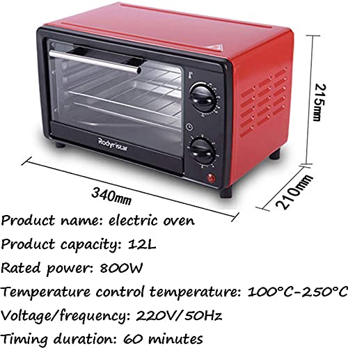 Multi Function Electric Oven,Household 12L Air Fryer Mini Chicken Oven, High Temperature Baking Mini Cake Oven With Bakeware And Rack Red Useful (Red) Happy Life