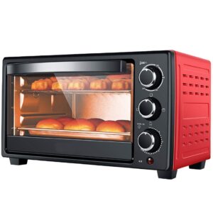 mini oven 23 l,electric oven 1300 w adjustable temperature 70-250 ℃ and 60 minutes timer with 3 heating functions for baking cooking grill toaster oven happy life