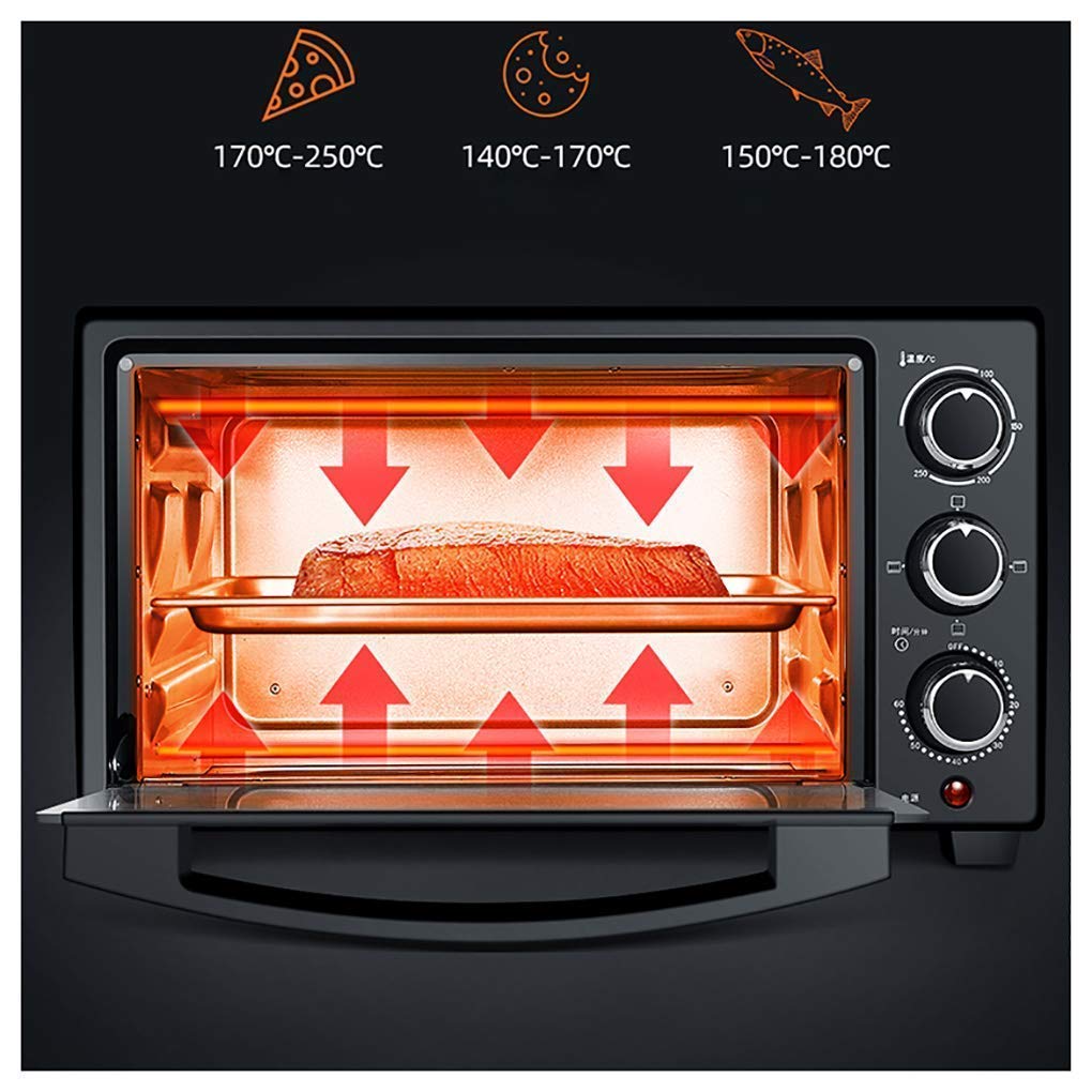 Mini Oven 23 L,Electric Oven 1300 W Adjustable Temperature 70-250 ℃ and 60 Minutes Timer with 3 Heating Functions for Baking Cooking Grill Toaster Oven Happy Life