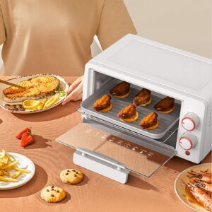 Multifunctional Countertop Flow Toaster Oven, Household Large-Capacity 10L Double-Layer Baking Electric Oven, Automatic Mini Electric Fryer (White)