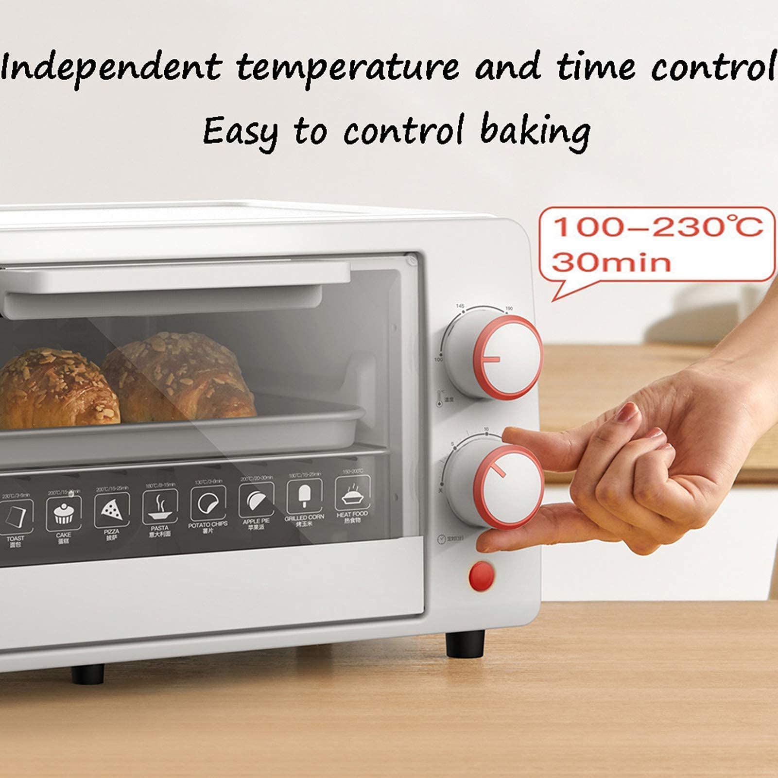 Multifunctional Countertop Flow Toaster Oven, Household Large-Capacity 10L Double-Layer Baking Electric Oven, Automatic Mini Electric Fryer (White)