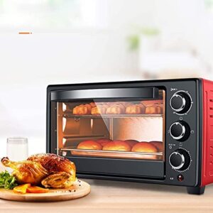 23 L Mini Oven,Electric Oven 1300 W Adjustable Temperature 70-250 ℃ and 60 Minutes Timer with 3 Heating Functions for Baking Cooking Grill (Pink) (Red)