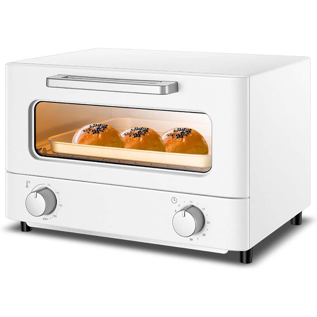 12L Mini Oven Electric Cooker and Grill, home baking small oven Timer Double Glass Door Convection Toaster Oven Happy Life