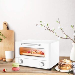 12L Mini Oven Electric Cooker and Grill, home baking small oven Timer Double Glass Door Convection Toaster Oven Happy Life