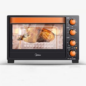 mini ovens 360° rotating fork black electric oven, household 1500w baking multi-function electric oven, 32l large capacity upper and lower independent temperature control small oven