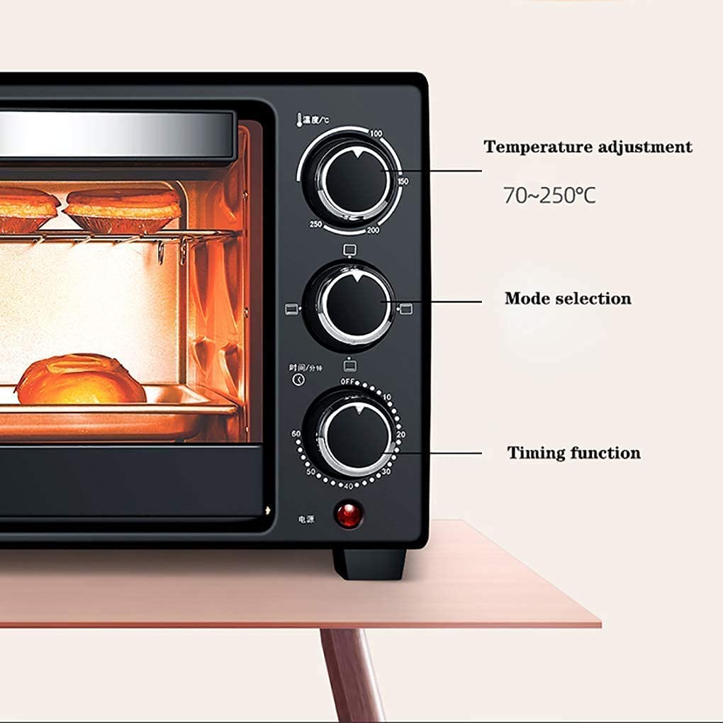 Mini Oven 23 L,Electric Oven 1300 W Adjustable Temperature 70-250 ℃ and 60 Minutes Timer with 3 Heating Functions for Baking Cooking Grill (Red)