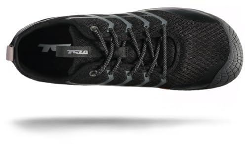 TSLA Men's Trail Running Shoes, Lightweight Athletic Zero Drop Barefoot Shoes, Non Slip Outdoor Walking Minimalist Shoes, Barefoot Trail Black & Dark Grey, 11