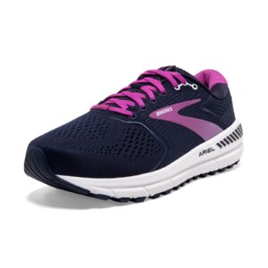 brooks women's ariel '20 running shoe - peacoat/vivid viola/white - 7.5 medium