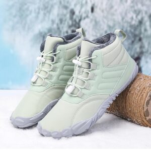 YUKTOPA Barefoot Shoes Men's Womens Trail Running Shoes Wide Toe Minimalist Boots Zero Drop Boots Winter Fur Lined Hiking Walking Shoes Light Green 43