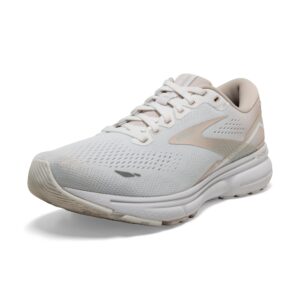 brooks women's ghost 15 neutral running shoe - white/crystal grey/glass - 9 medium