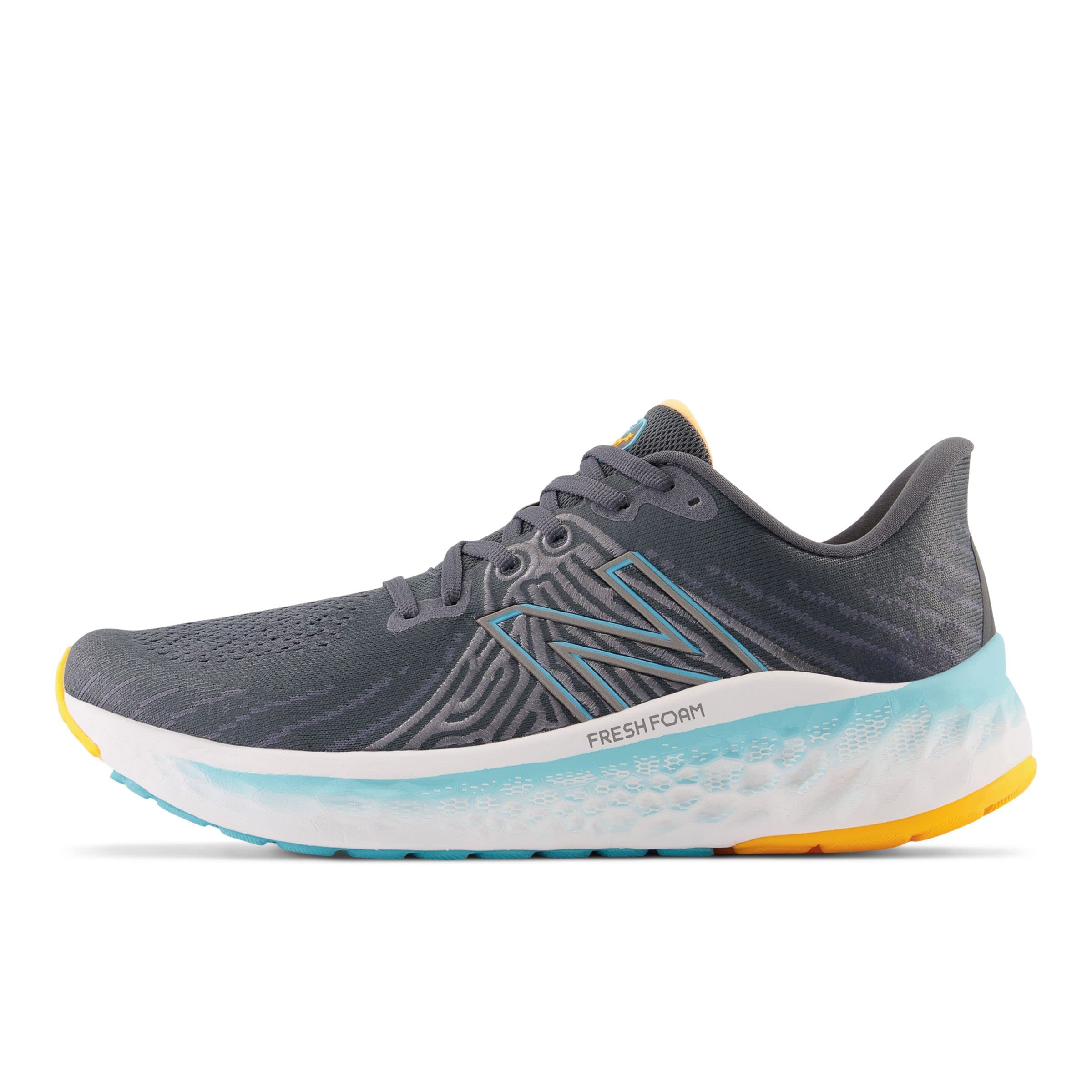 New Balance Men's Fresh Foam X Vongo V5 Running Shoe, Graphite/Summer Aqua/Hot Marigold, 10