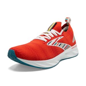 brooks women’s levitate stealthfit 6 neutral running shoe - red/white/blue - 7 medium