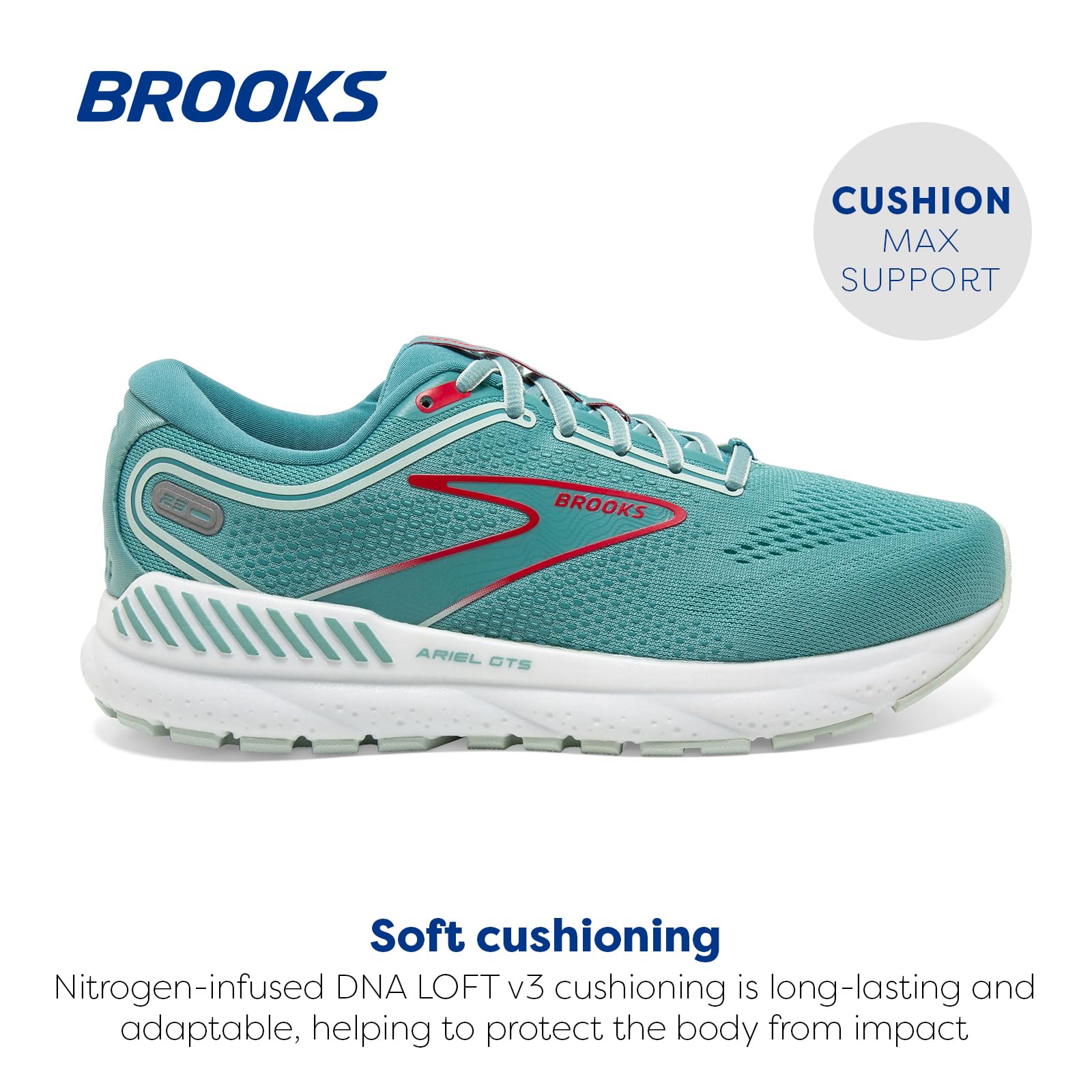 Brooks Women’s Ariel GTS 23 Supportive Running Shoe - Nile Blue/Blue/Bittersweet - 9.5 Medium