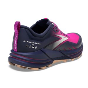 Brooks Women's Cascadia 16 Trail Running Shoe - Peacoat/Pink/Biscuit - 10 Medium