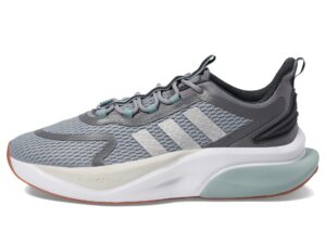 adidas men's alphabounce+ running shoe, grey/silver metallic, 9