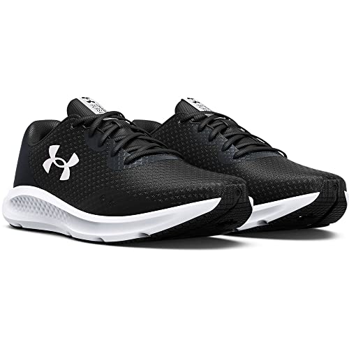 Under Armour Men's Charged Pursuit 3 Running Shoe, Black (001)/White, 12